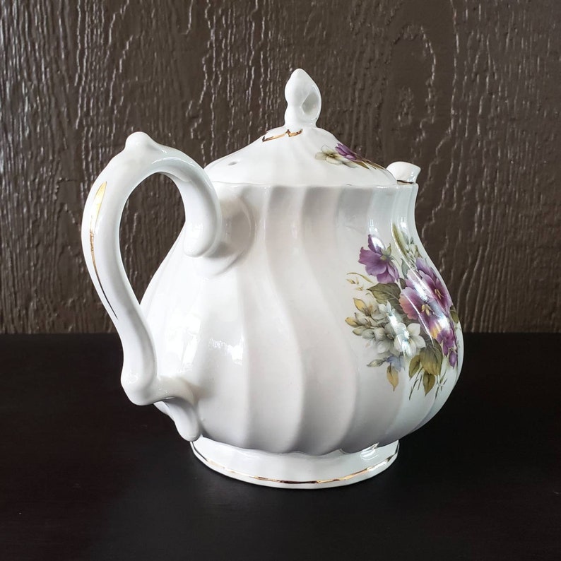 Vintage Crown Dorset Bone China Pansy Floral Teapot Royal - Etsy