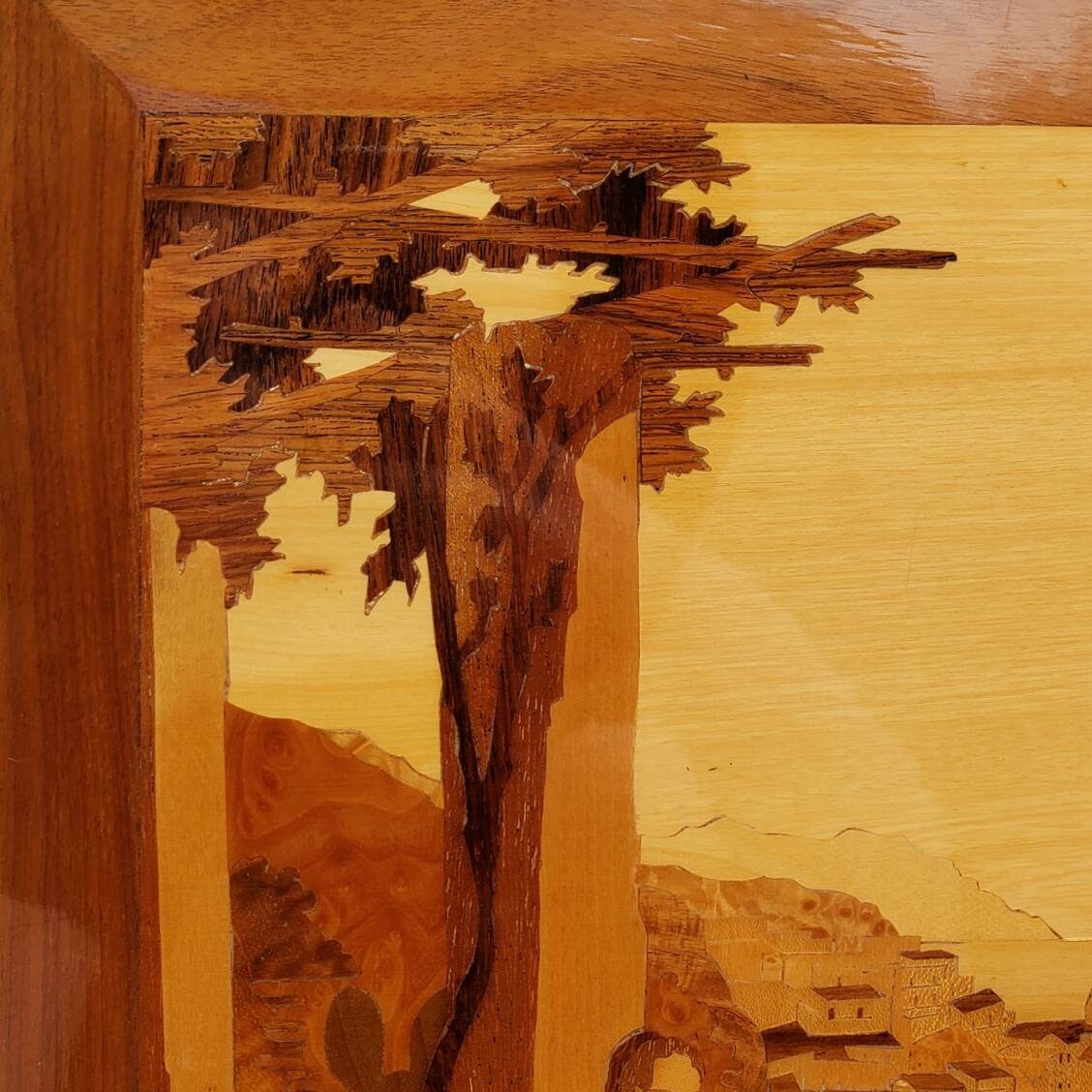 Vintage Handmade Wood Inlay Marquetry Italy Landscape Scene Wall Art ...