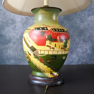 Vintage Hand Painted Farm Country Rural Rustic Style Village Scene ...