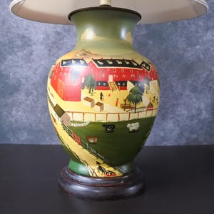 Vintage Hand Painted Farm Country Rural Rustic Style Village Scene ...