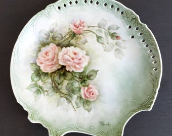 Hand Painted Rose Plate - Etsy
