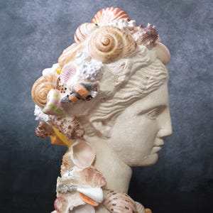 Vintage Large Ancient Greek Style Shell Goddess Bust Statue Art ...
