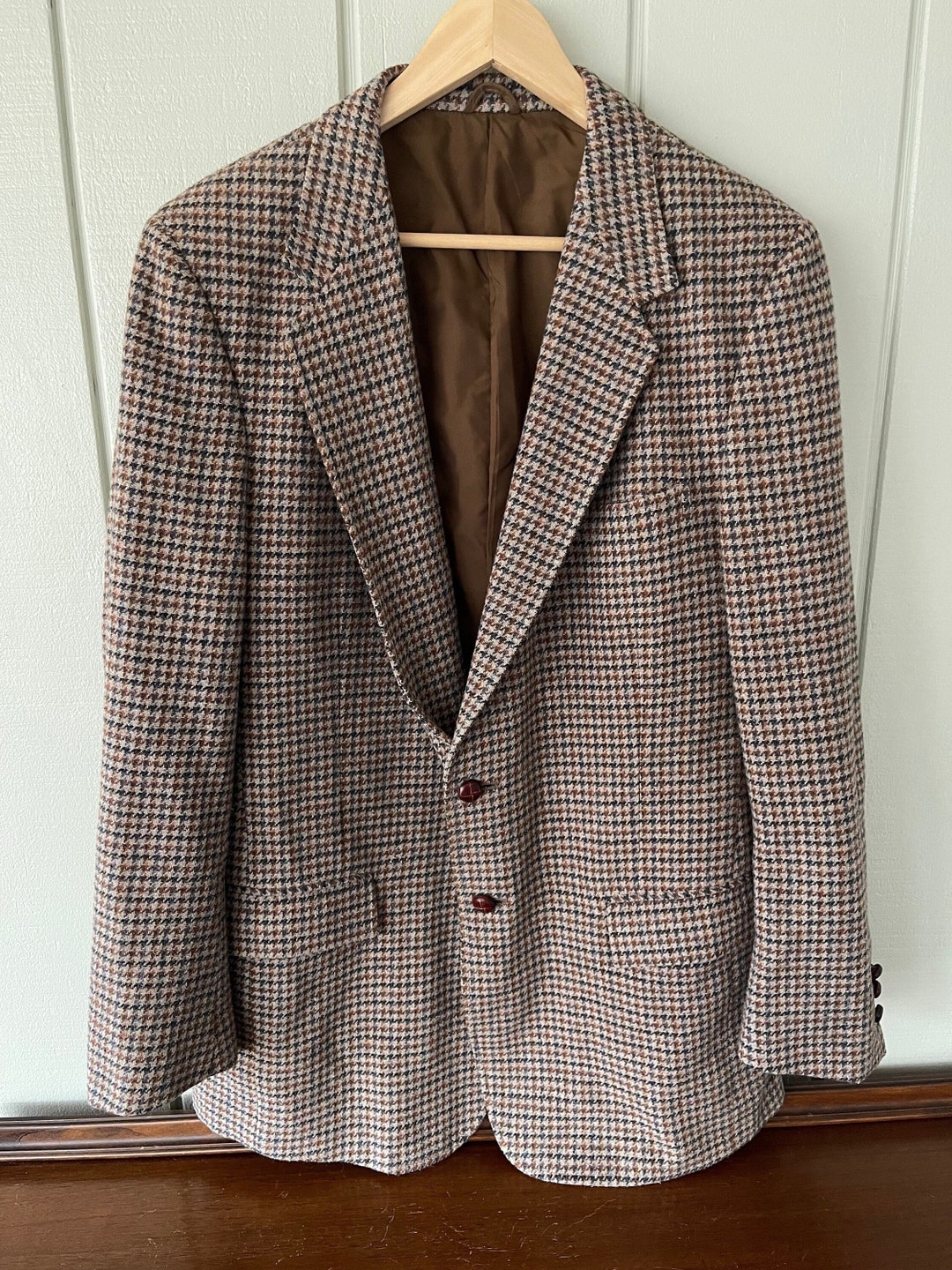 Sears Tailored Clothing Gray Houndstooth Blazer - Size 44L - Etsy