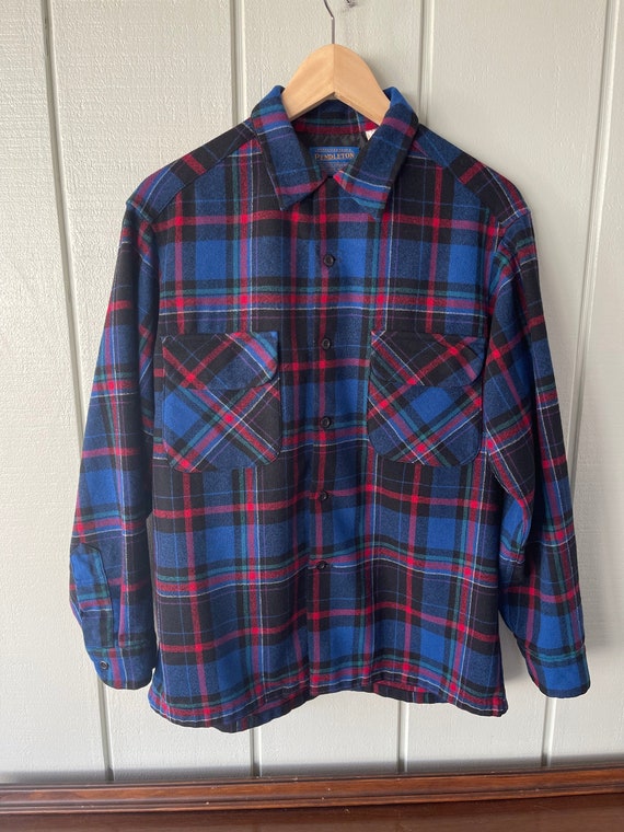 1980's Red Blue Plaid Quilted Flannel Shirt|Men's Hip… - Gem