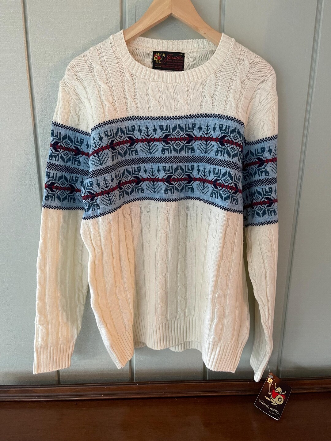 Jersild Viking Knits White Fair Isle Sweater - Etsy