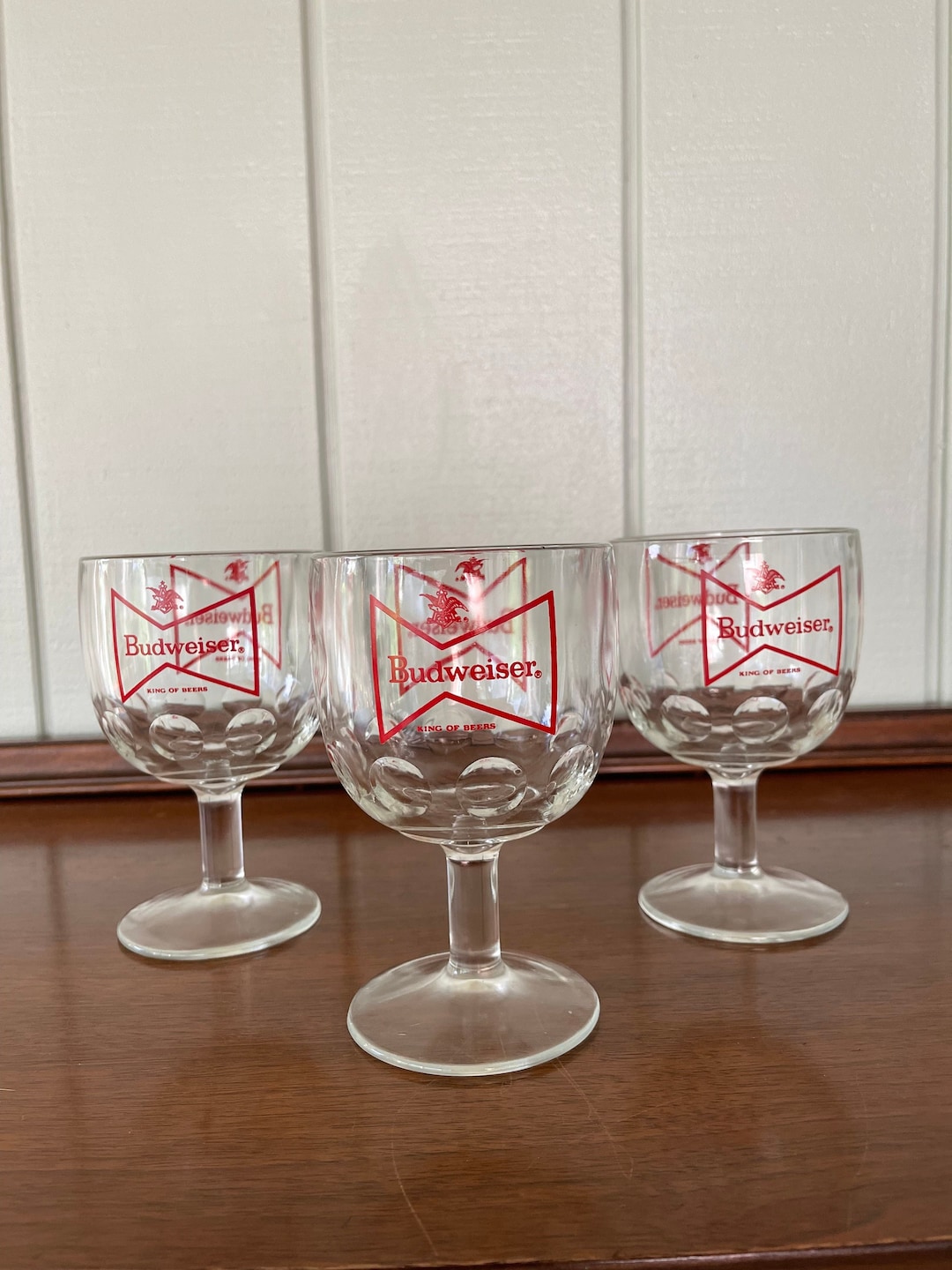 Budweiser Bowtie Logo Thumbprint Footed Goblets (set of 3) - Etsy