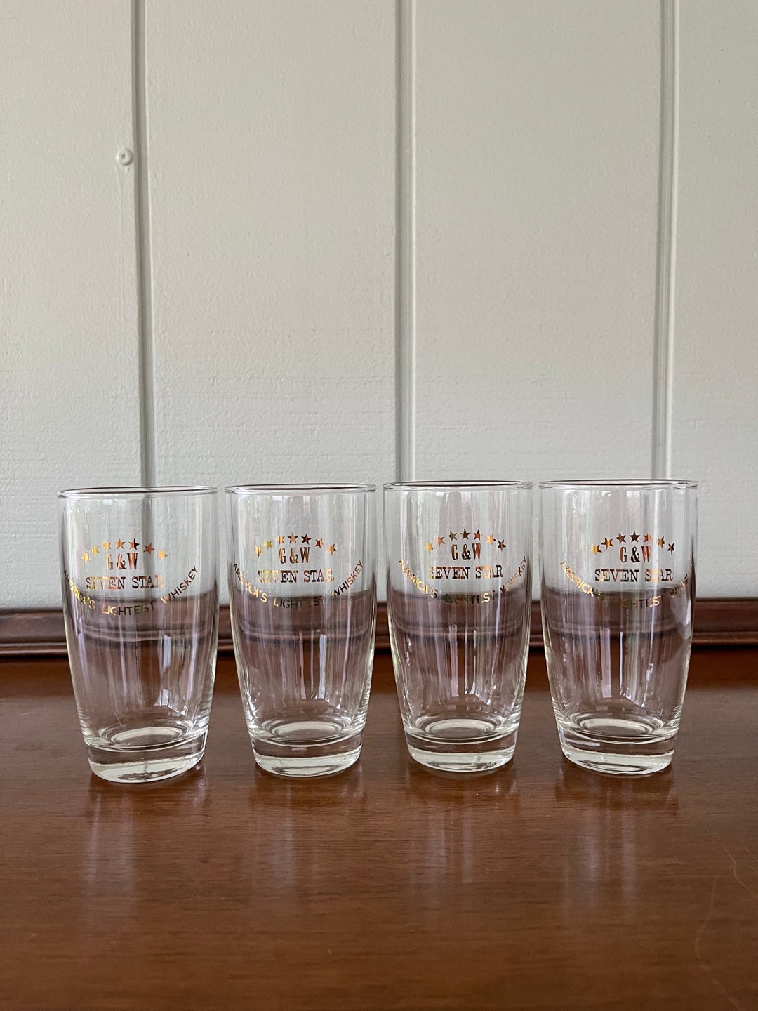 G&W Seven Star 'america's Lightest Whiskey' Set of 4 Tall Glasses - Etsy
