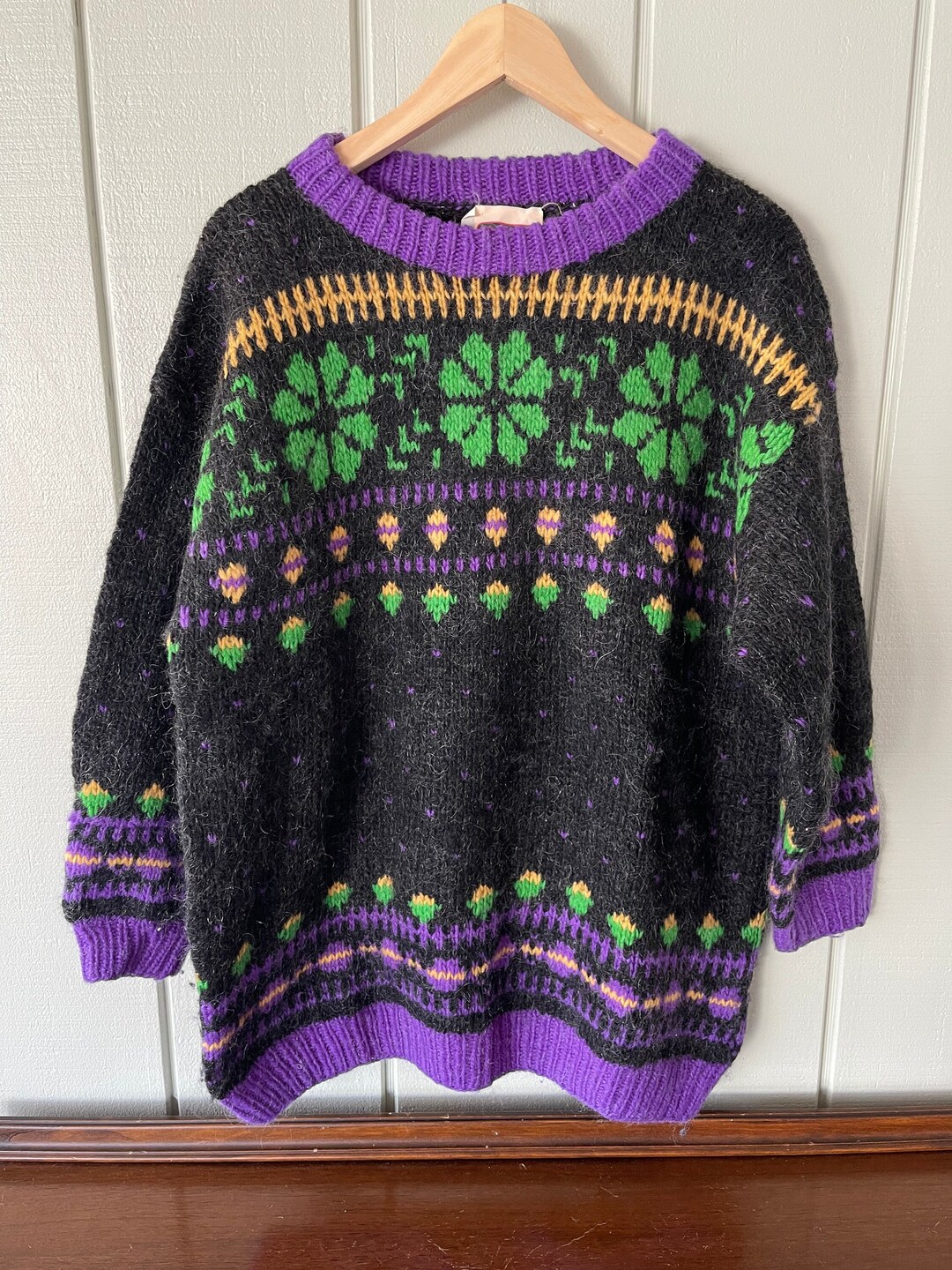 Samband of Iceland Heavy Wool Hand-knit Clover Crewneck Sweater - Etsy