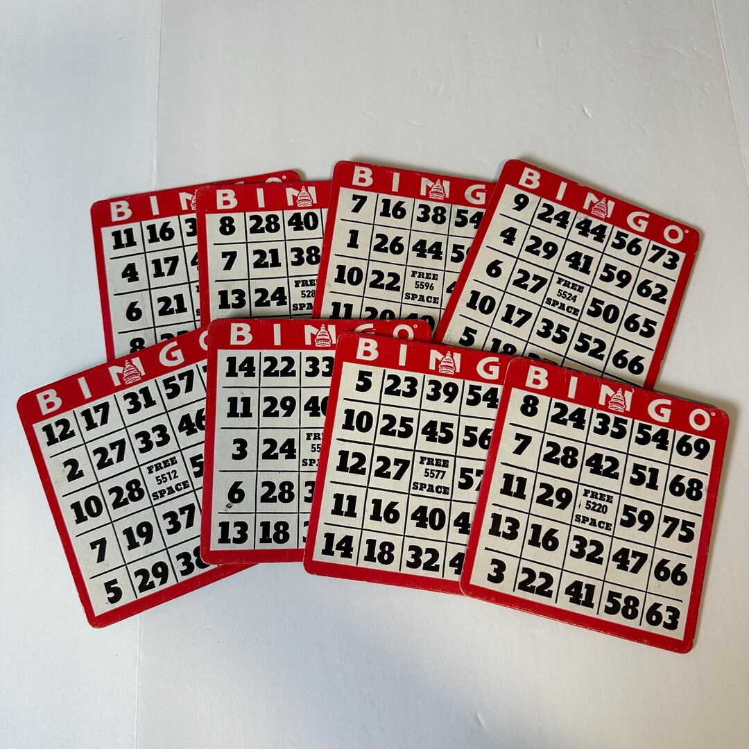 Vintage Cardboard Bingo Card Lot of 8 Red Capitol Brand Crafter ...