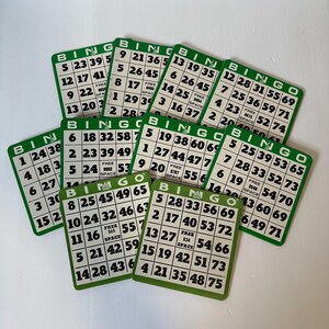 Vintage Cardboard Bingo Card Lot of 10 Green Mix Capitol Empire Crafter ...