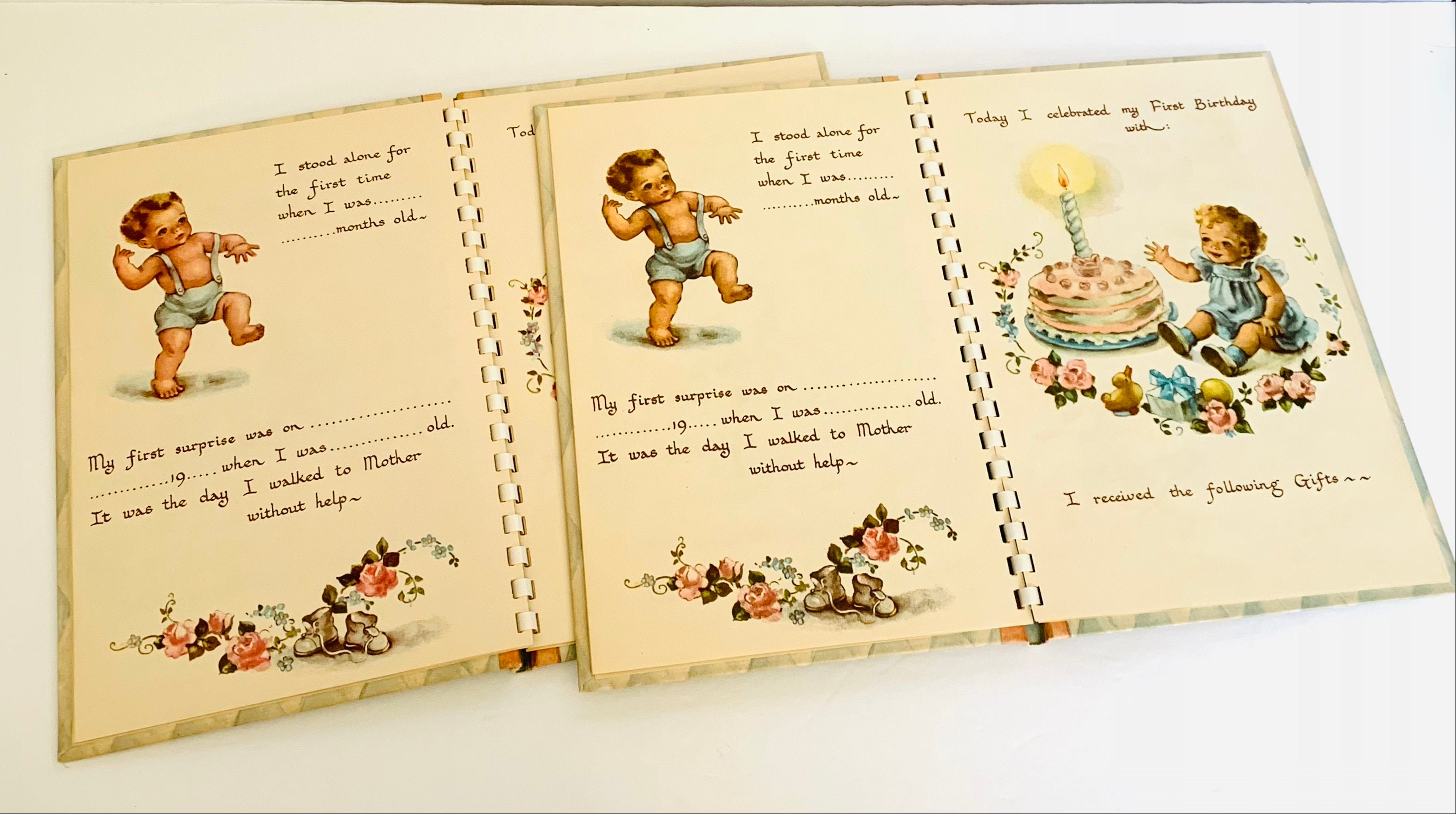 1953 A Catholic Baby's Record Book Set - TWINS - Used Paritally ...