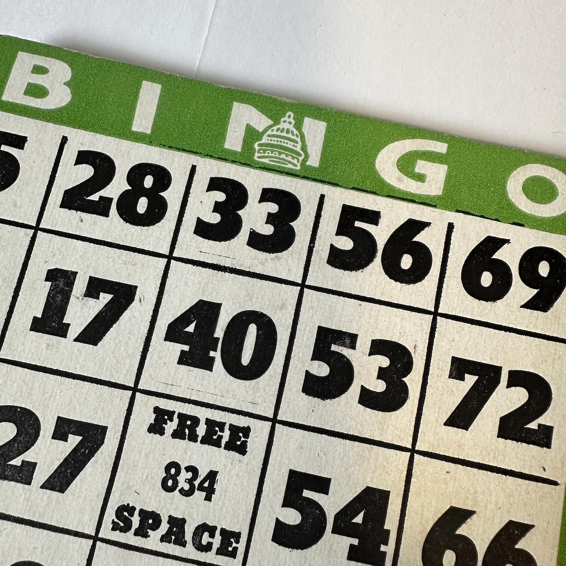 Vintage Cardboard Bingo Card Lot of 10 Green Mix Capitol Empire Crafter ...