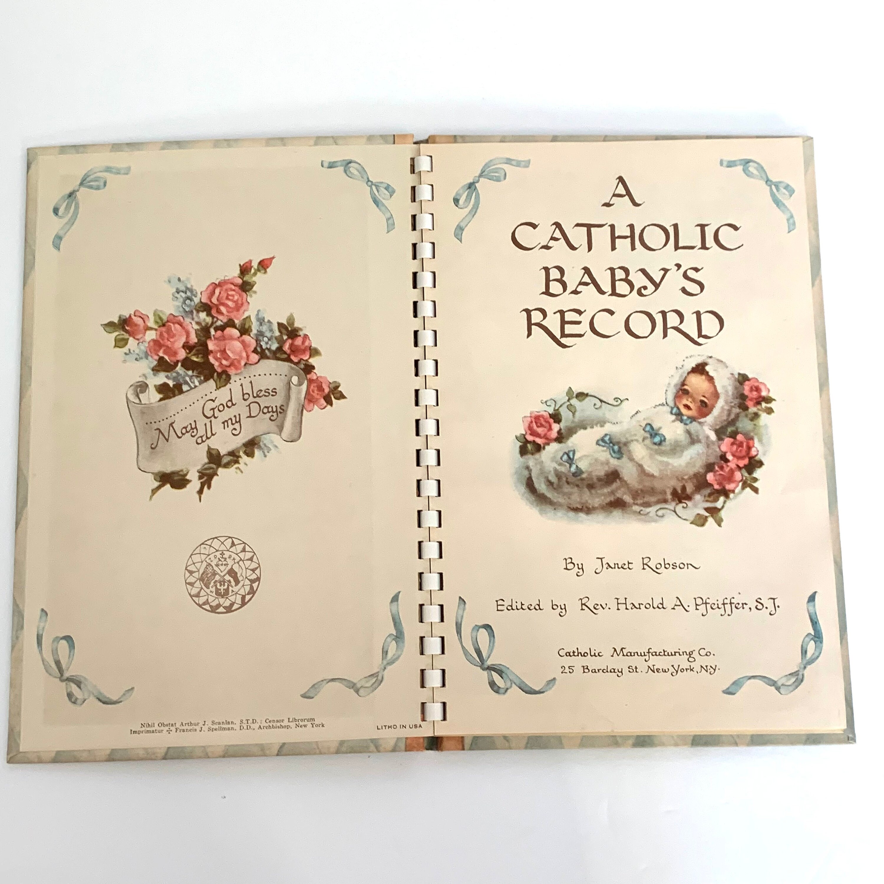 1953 A Catholic Baby's Record Book Set - TWINS - Used Paritally ...