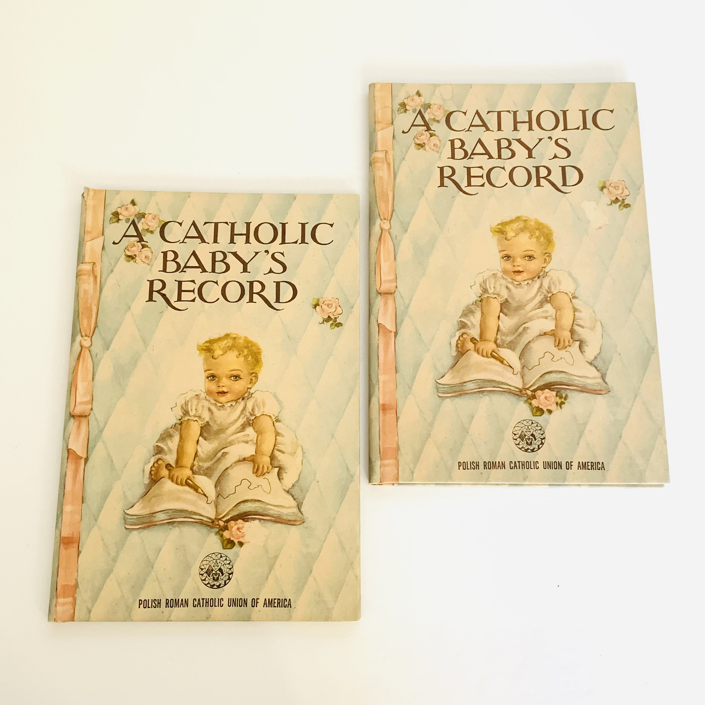 1953 A Catholic Baby's Record Book Set - TWINS - Used Paritally ...