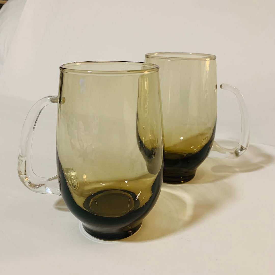 Pair of MCM Vintage Libby Tawny Brown TEMPO Tankard Handled Beer ...
