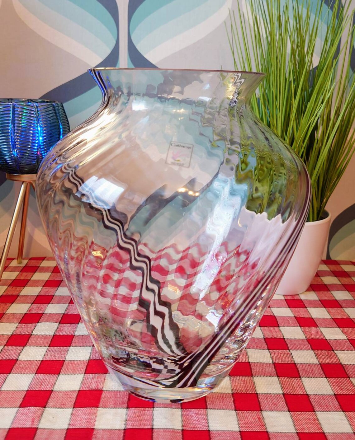 Beautiful Large Vintage Caithness Charisma Glass Vase Made - Etsy Singapore