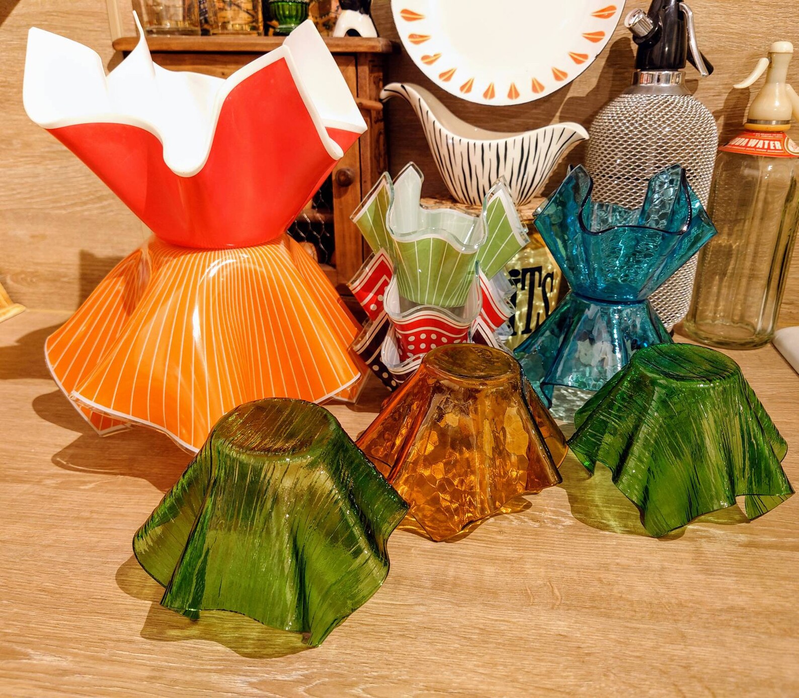Vintage Chance Glass Handkerchief Vases. 5 Left. Made in - Etsy