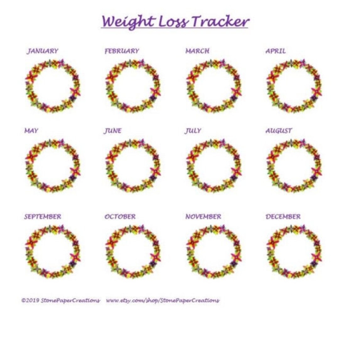 Weight Loss Tracker PRINTABLE Etsy Weight Loss Tracker PRINTABLE Etsy