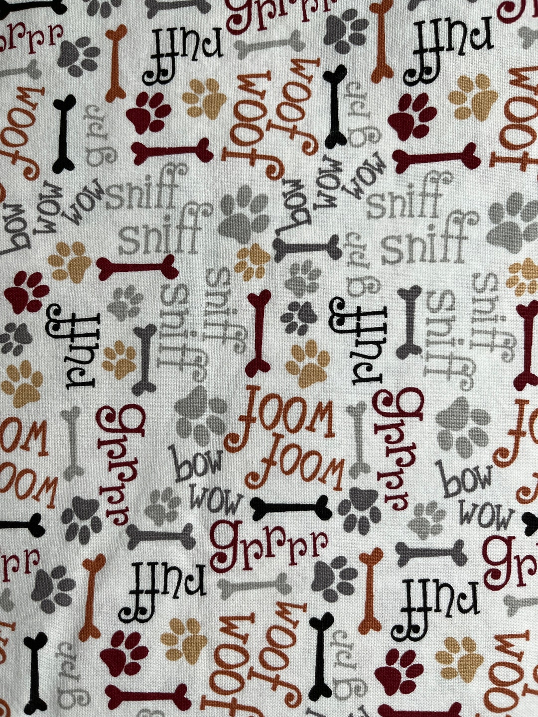Woof Woof Dog Words Cotton Fabric | Cut to Order | Destash - Etsy