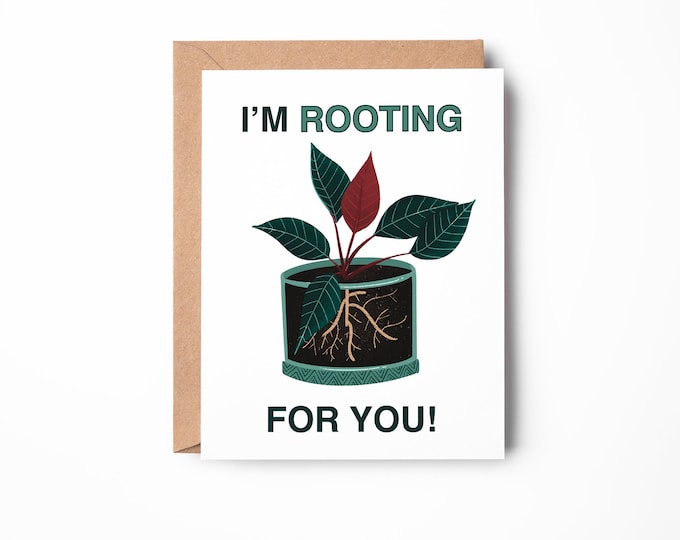 I'm Rooting for You Card: Plant Lover Greeting Card With Kraft Envelope ...