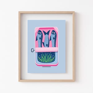 Tinned Fish Print | 5x7 or 8x10 Wall Art for Office, Dorm, Bedroom, and ...