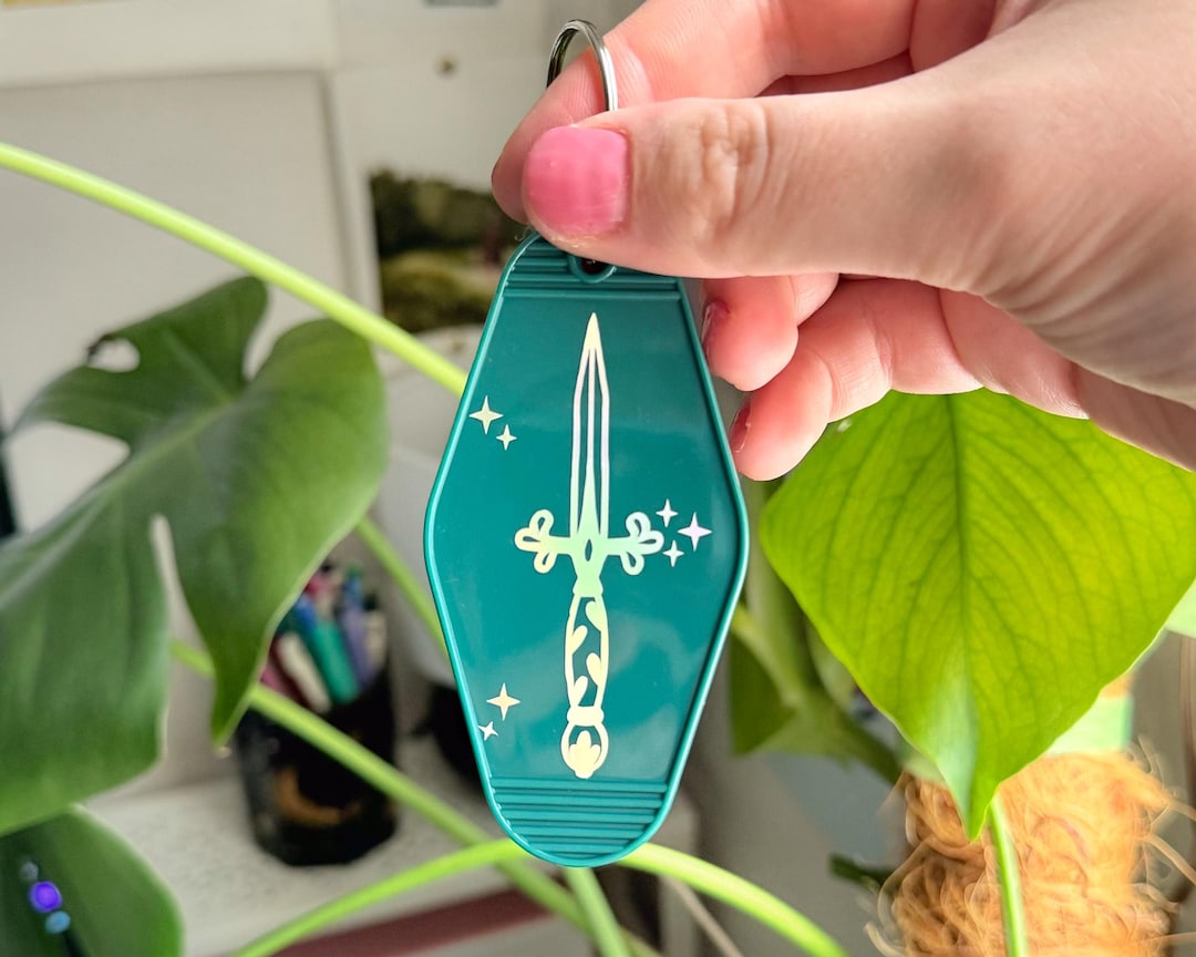 Fantasy Sword Keychain, Green or Clear | Holographic Motel Keychain ...
