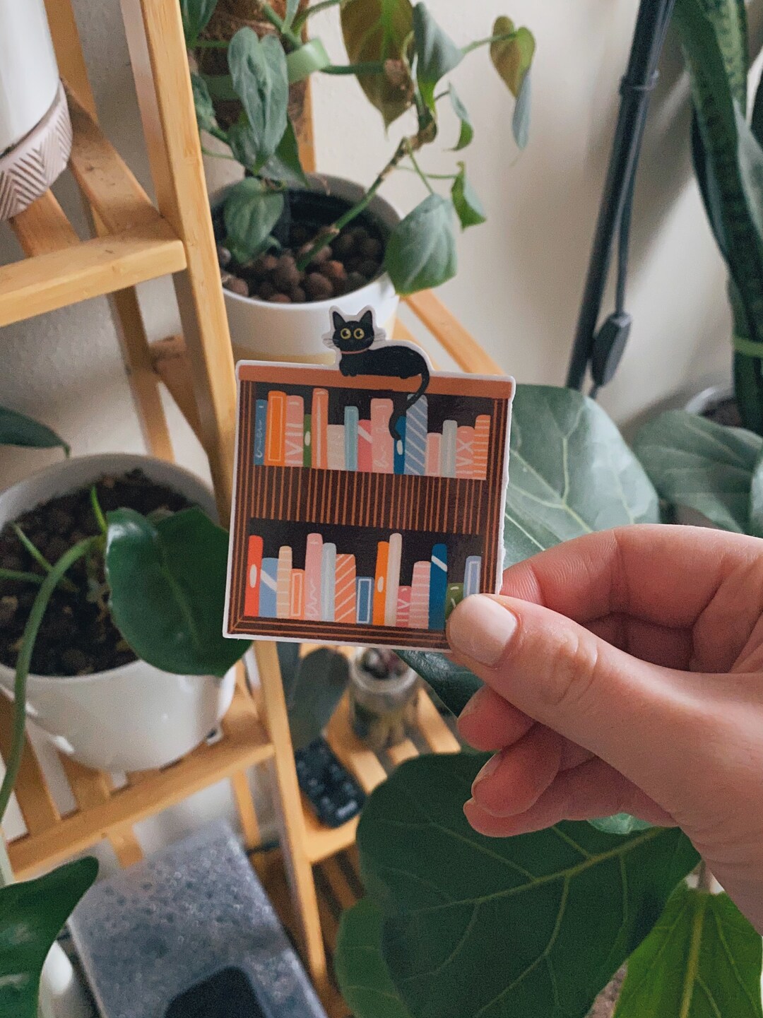 Black Cat Bookshelf Sticker Perfect for Planners, Decorating Laptops ...