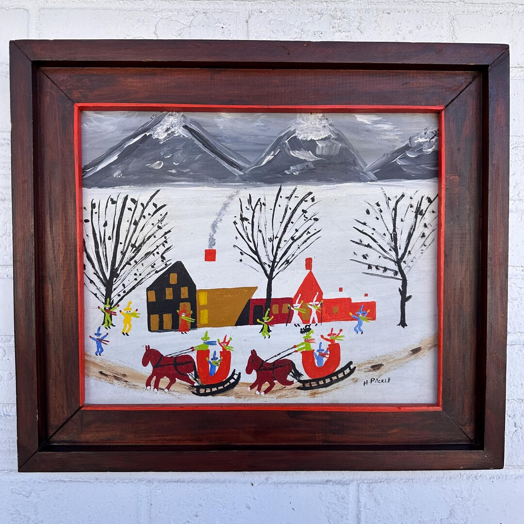 1979 Helen Pickle Original Folk Art Painting Acrylic on Board ...