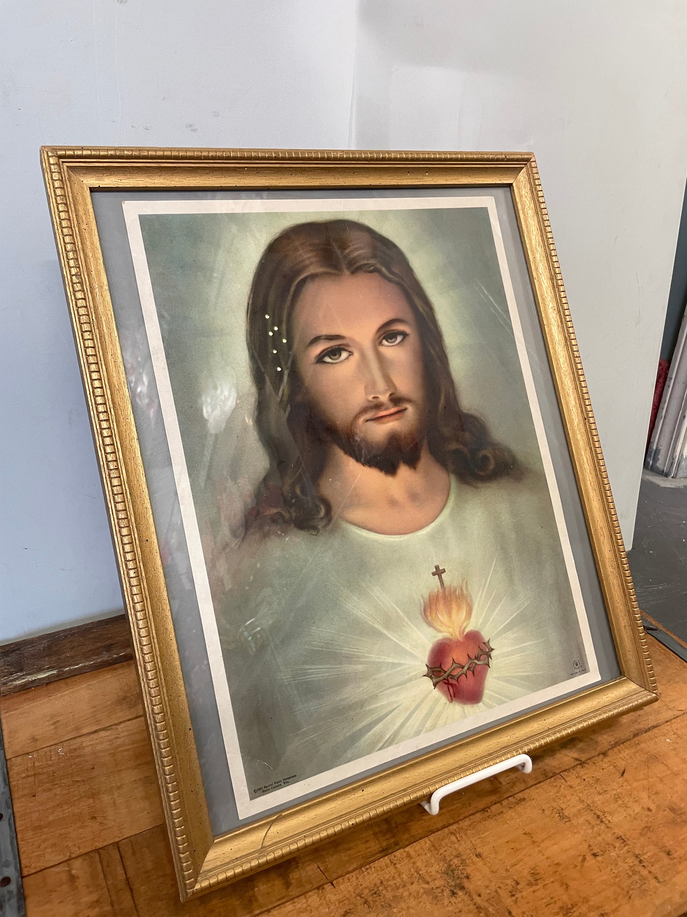 Framed 1961 Sacred Heart of Jesus Print - Etsy