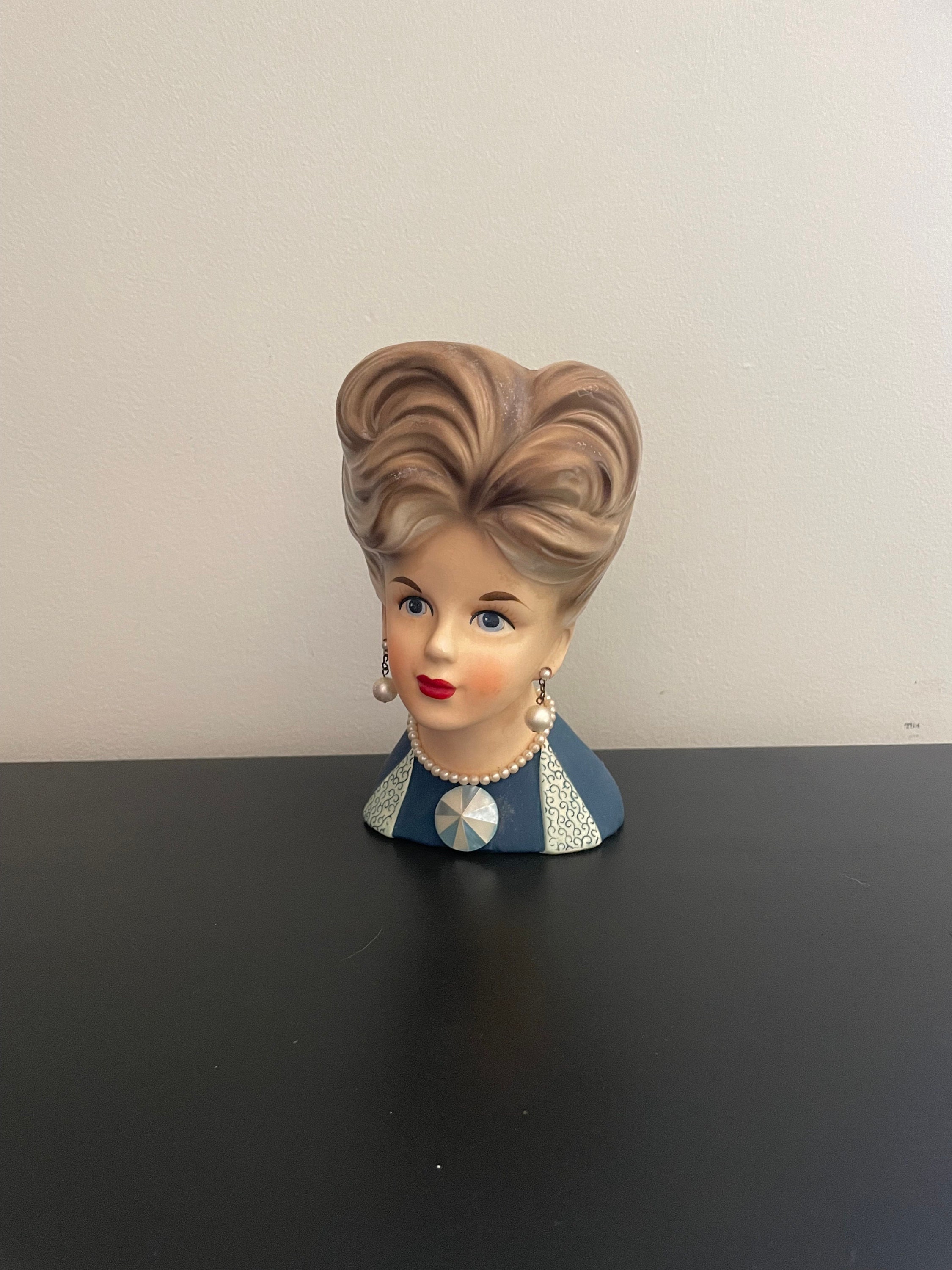 Relpo K1633 Lady Head Vase Blue Dress - Etsy