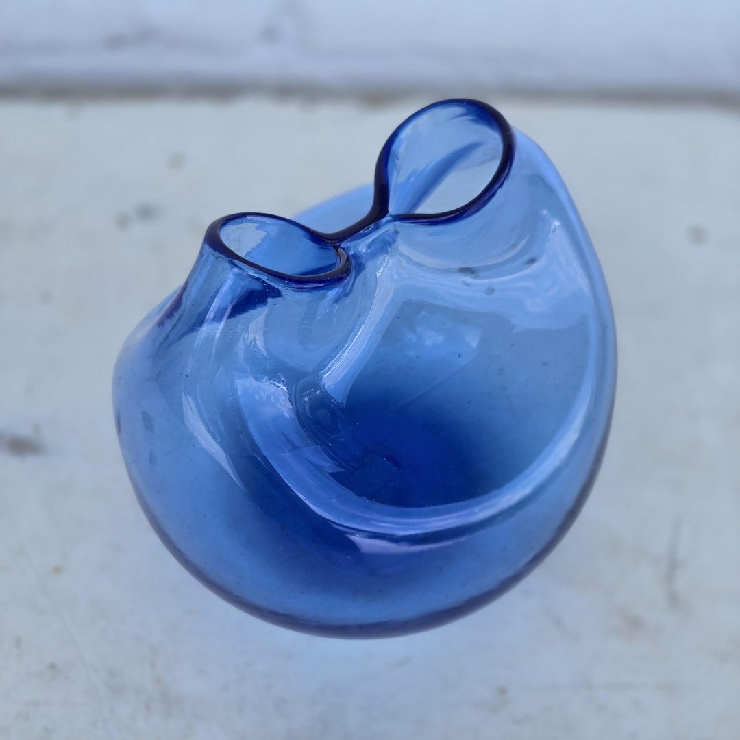 Blenko Blue Glass Vase - Etsy