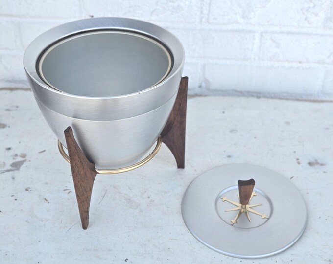 1950s Mirro Medallion Starburst Design Chrome and Teakwood Icebucket - Etsy