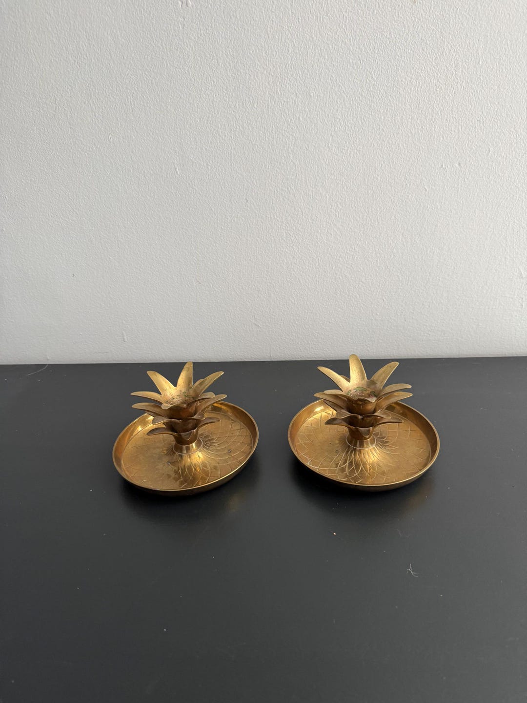 Pair of Solid Brass Pineapple Taper Candlestick Holders - Etsy