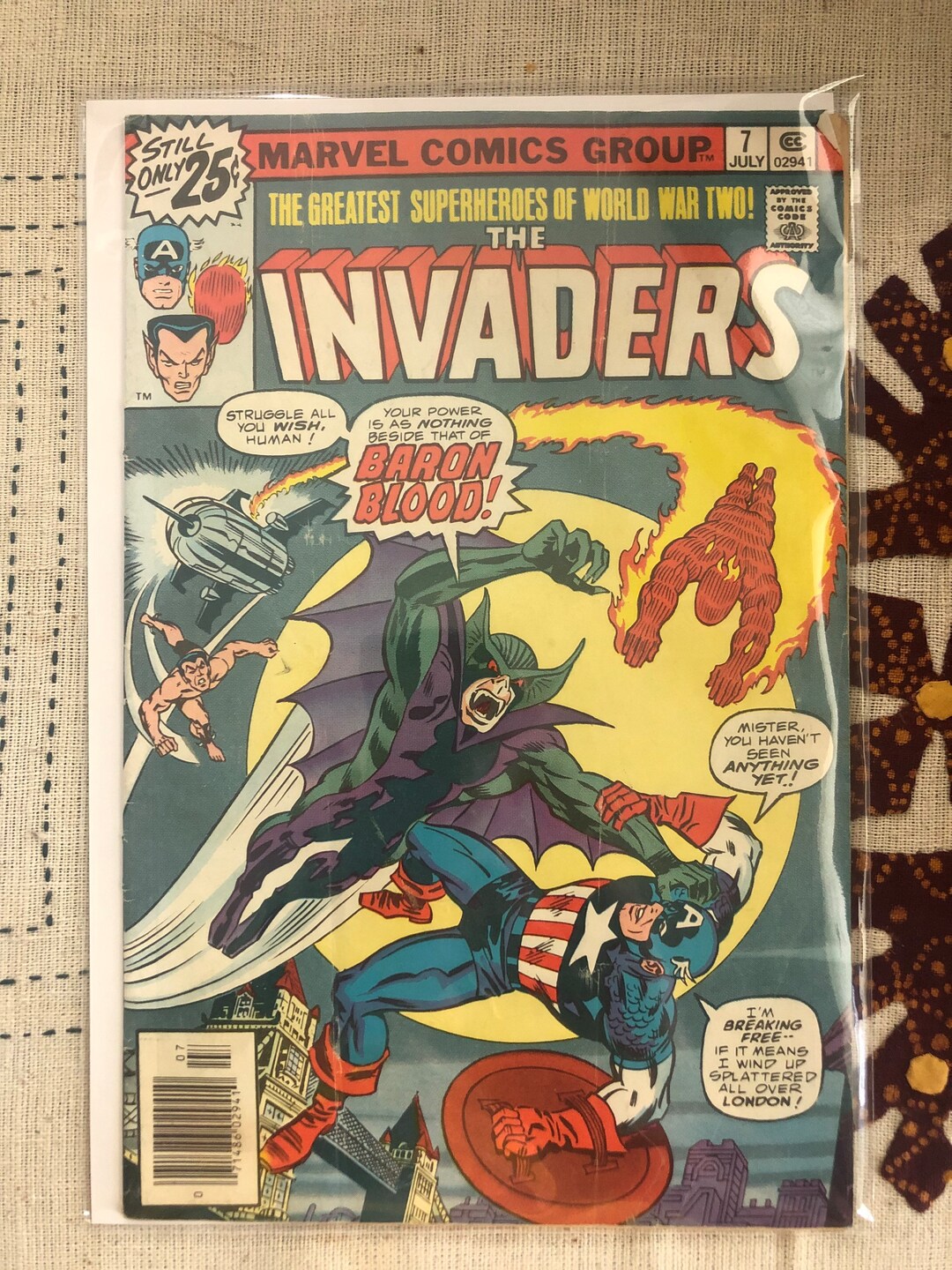 Vintage Comics Marvels the Invaders Number 7 July 1976 Bagged and ...