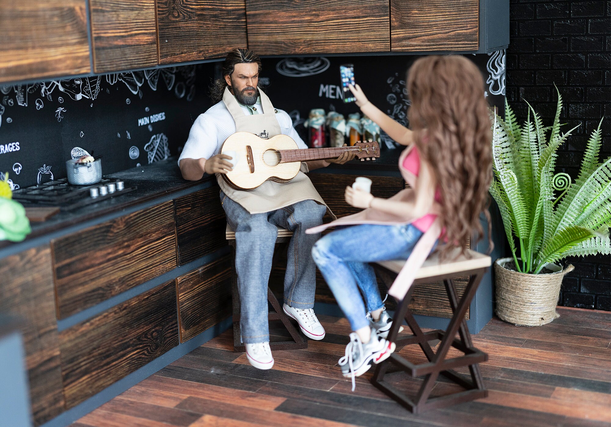 Kitchen corner for dolls 1/6 dollhouse furniture 12 in: FR | Etsy