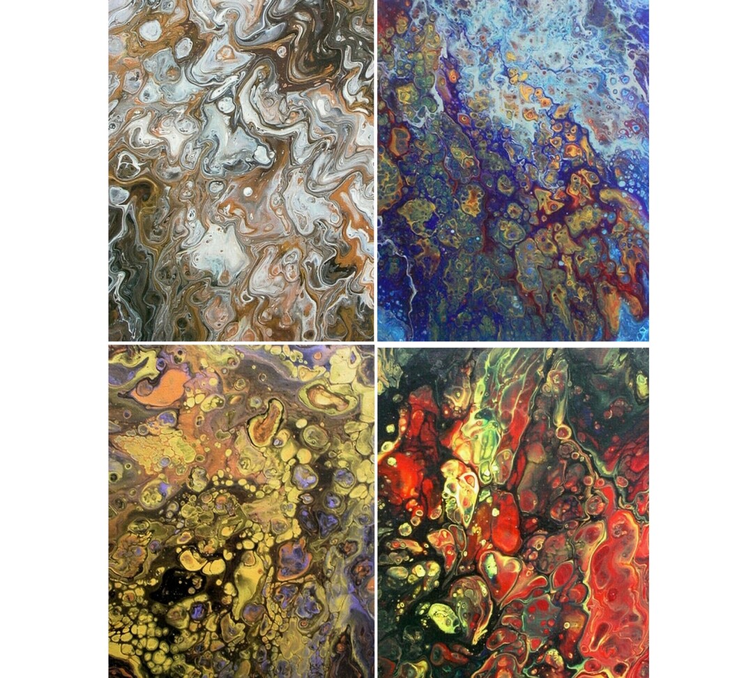 SET of 4 Acrylic PAINTINGS Four SEASONS Each 11 X 14 Total Size 44X14 ...
