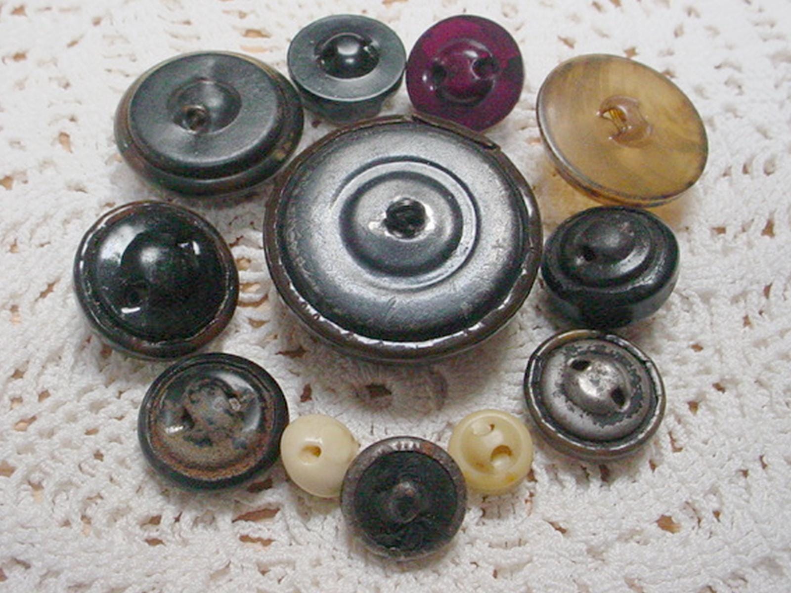 12 Vintage CELLULOID Buttons ART DECO Bubble Tight Top Assorted Medium ...
