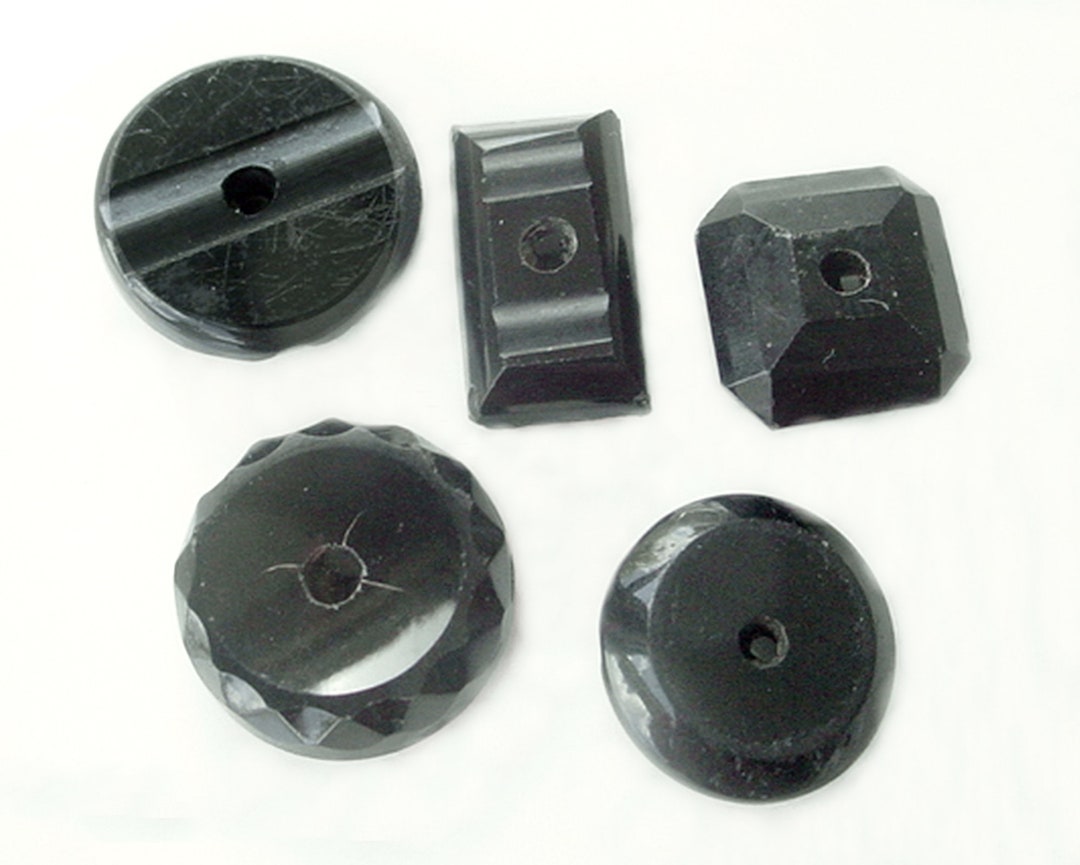 Five Antique BLACK GLASS WHISTLE Buttons Faceted Round Square - Etsy