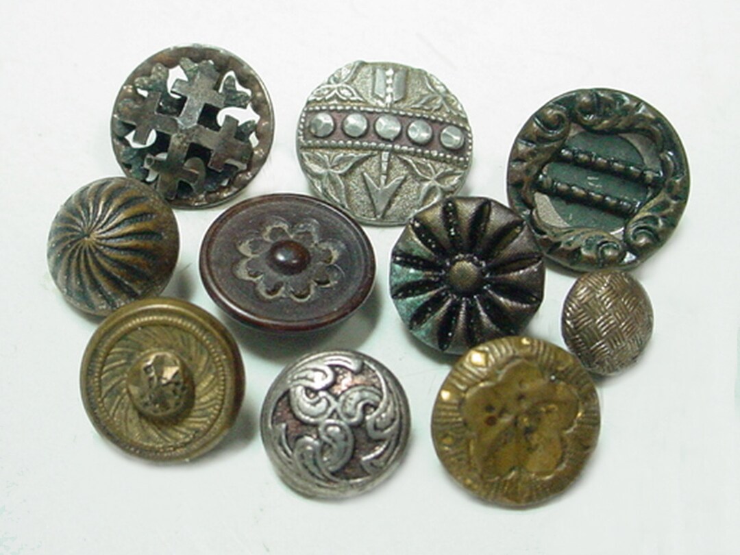 10 Antique VICTORIAN METAL BUTTONS Assorted Geometric Designs - Etsy