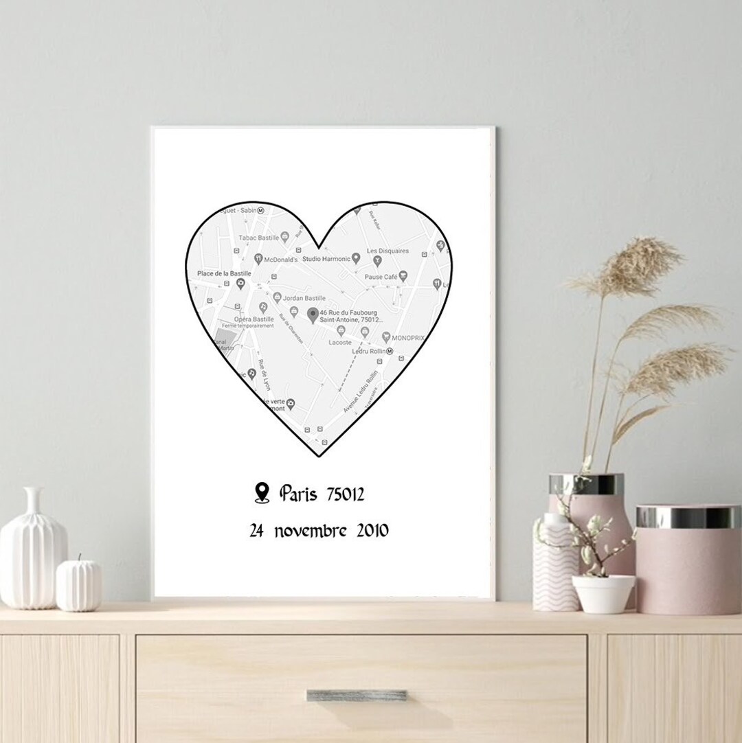 Poster Map Meeting Place / Map / Location / Important Date Couple ...