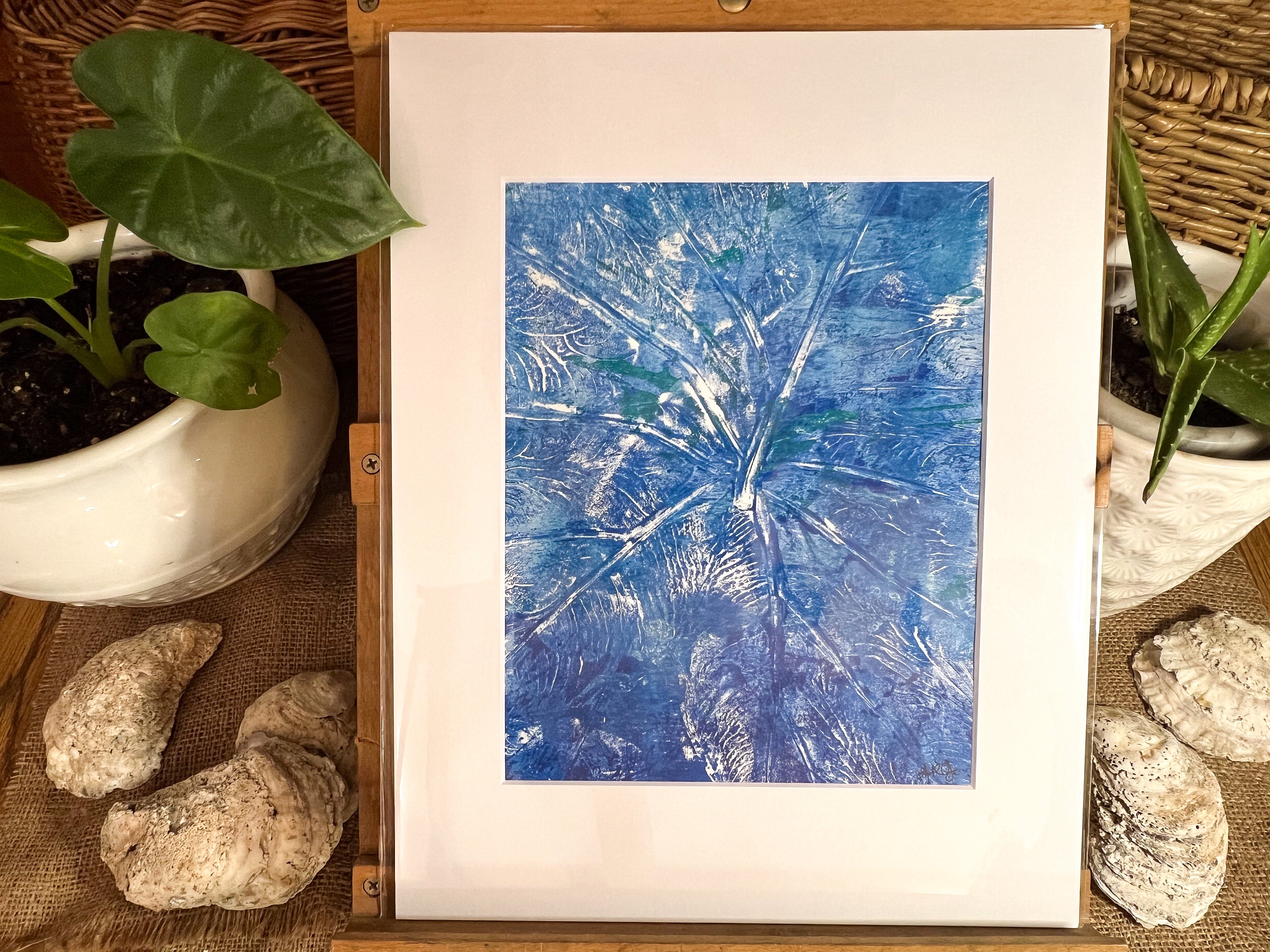 Shades of Green and Blue, Elephant Ear Painting, Artwork Home Decor - Etsy