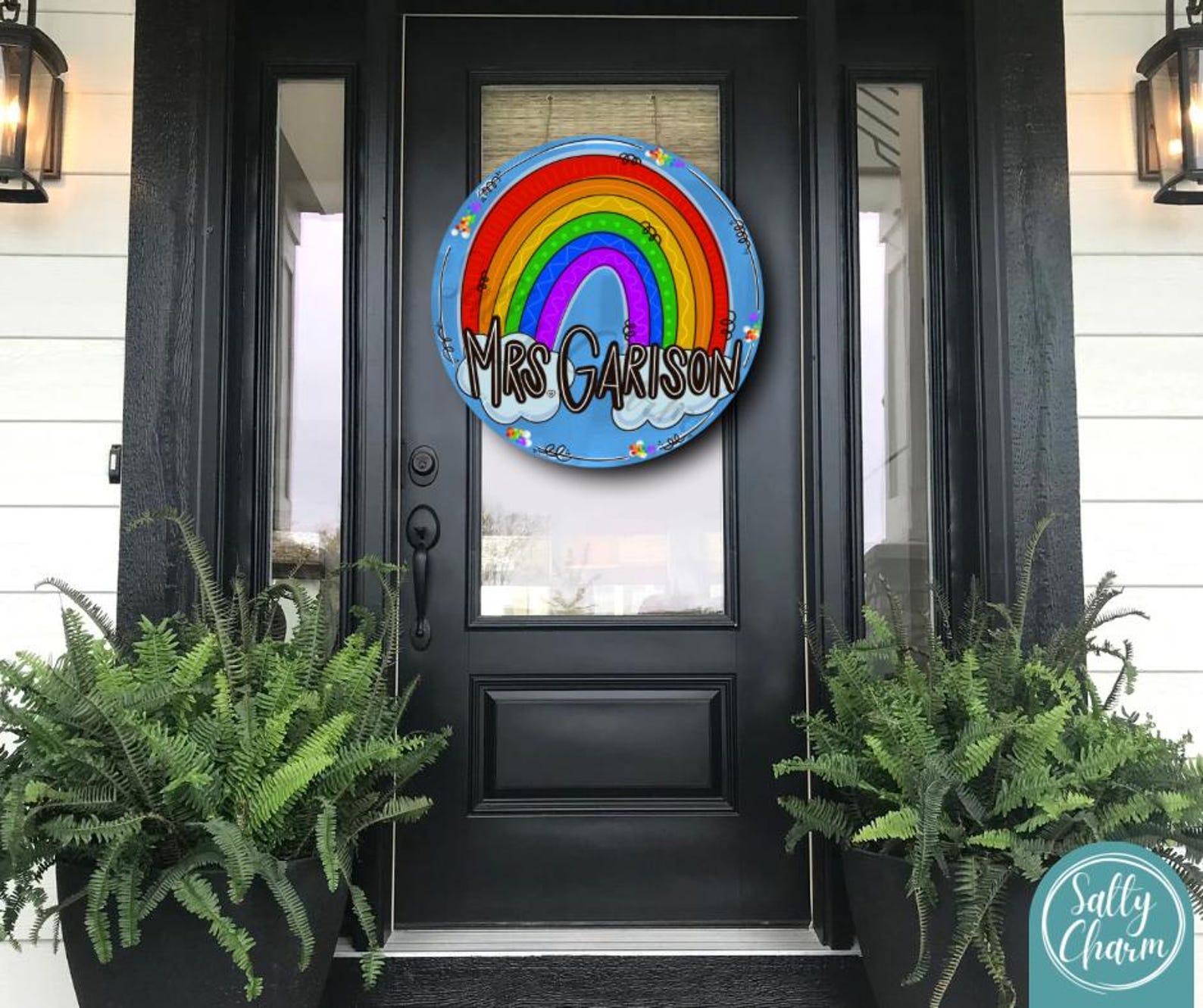Rainbow Colorful Cute Hand Painted Teacher Appreciation Sign, for Doors ...