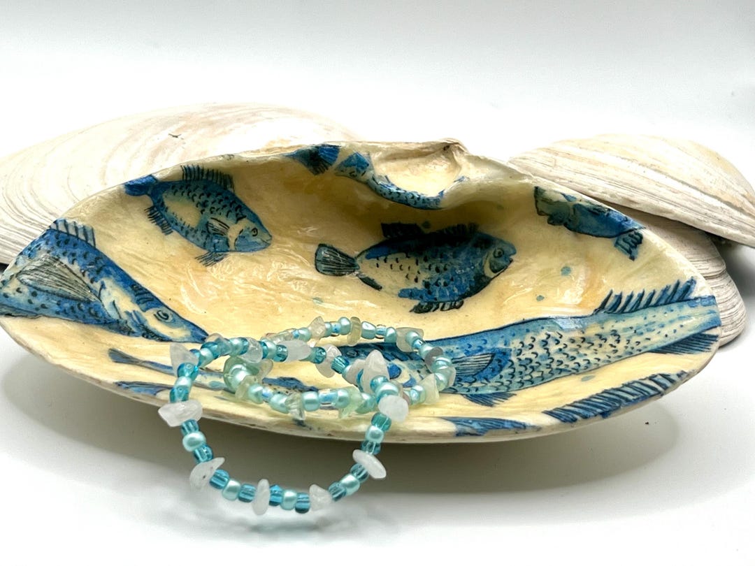 Large RARE Clam Shell Dish, Trinket Jewelry Bowl - Etsy