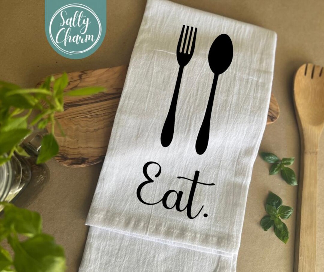Eat Kitchen Utensils Tea Towel, Rustic Farmhouse Kitchen Decor - Etsy