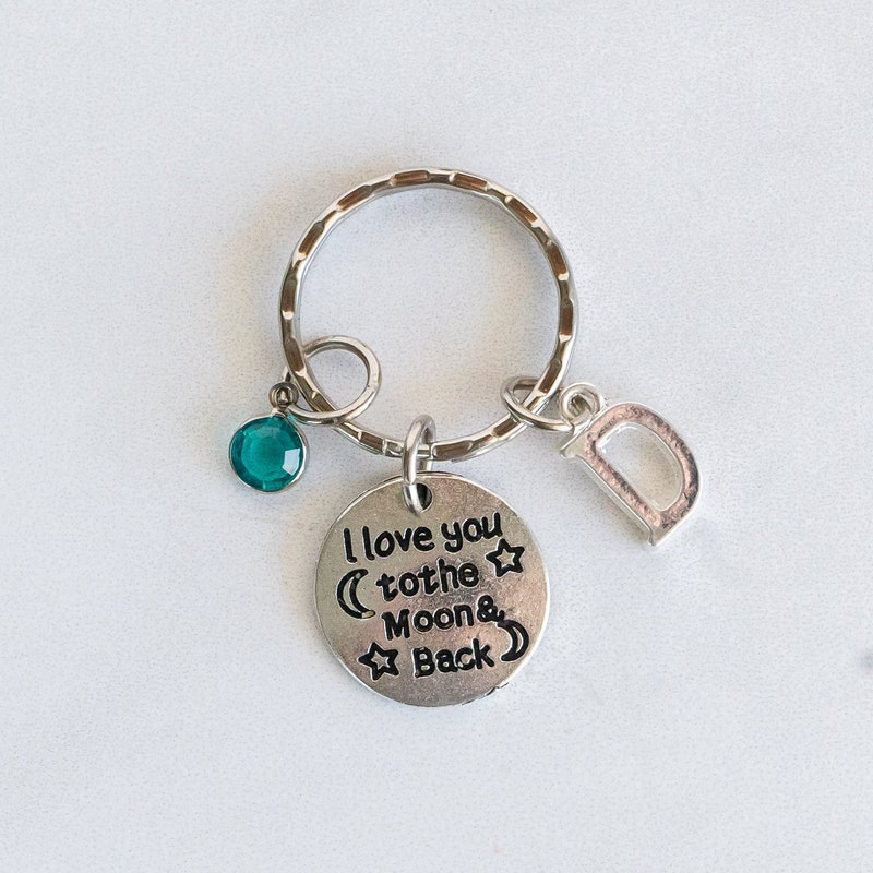 Moon Initial Keychain - Etsy