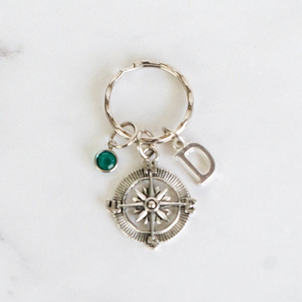 Engraved Compass Keychain - Etsy