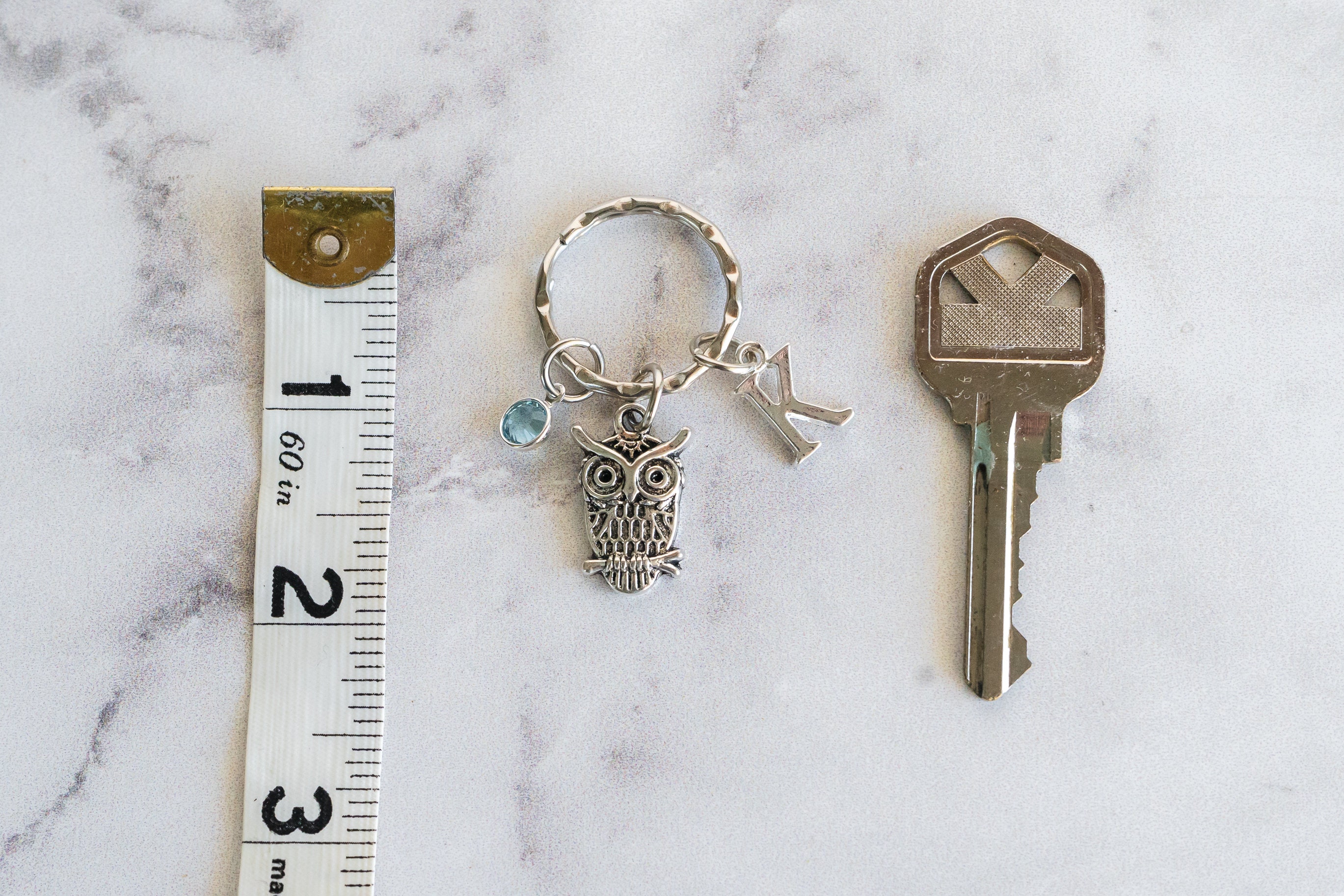 Owl Keychain With Birthstone, Initial Keyring Zipper Pull Free Shipping ...
