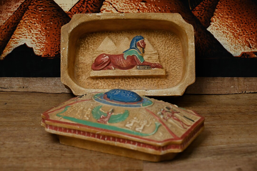 Unique Egyptian Art Box Decorative Include Sphinx Pharaonic ...