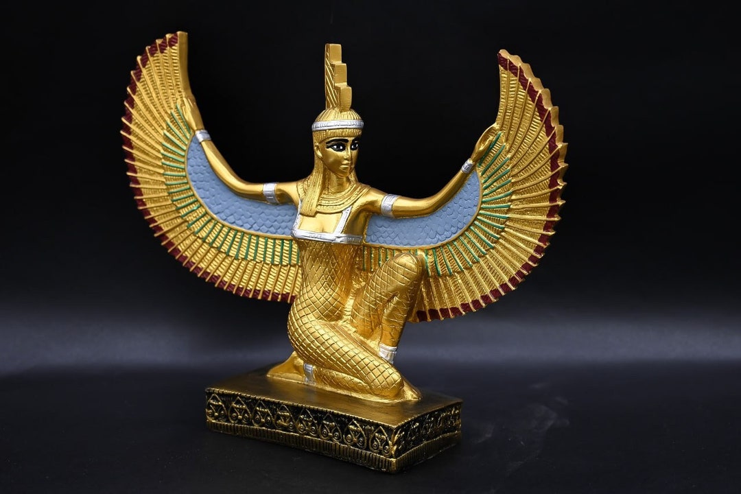 Statue Goddess Isis Wings Large Unique Solid Stone Heavy Made in Egypt ...