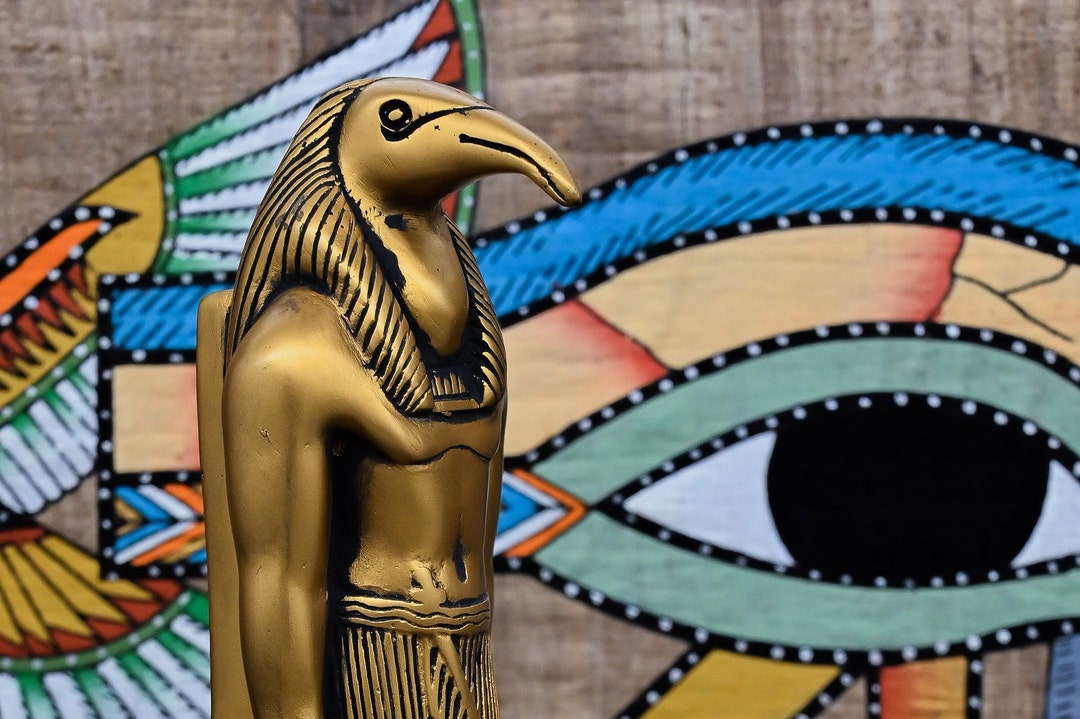 Statue Thoth Hand-painted in Golden Color Ancient Egyptian God of ...